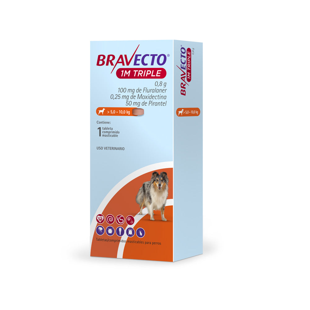 BRAVECTO 1M TRIPLE DOG (5-10KG) 100MG UND – HVA Nutrición Animal S.A